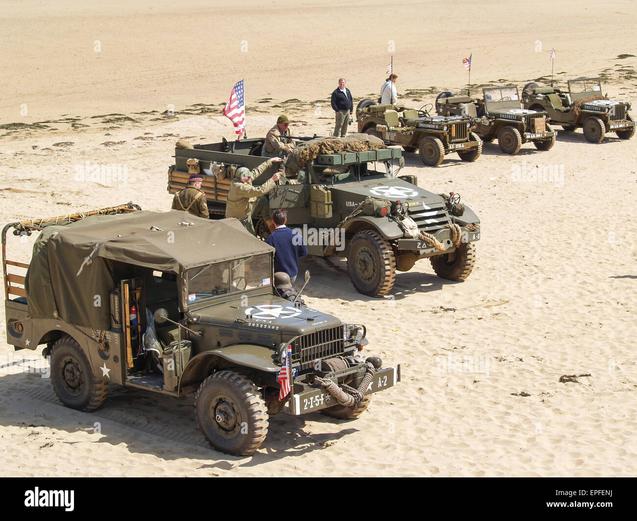 Vintage WW2 vehicles on allied beaches D Day Anniversary Celebrations ...