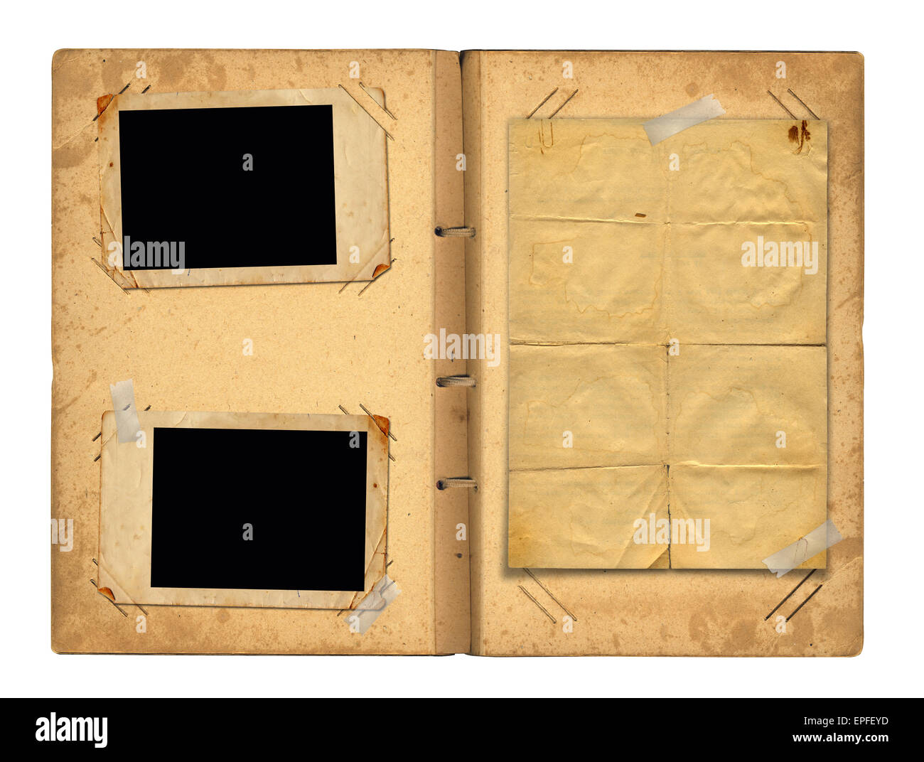 Open vintage photoalbum for photos on white isolated background Stock ...