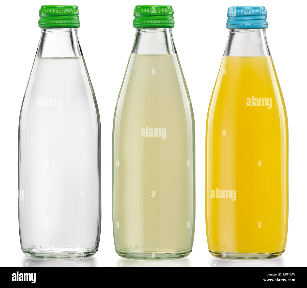 Glass bottles for refreshments isolated on white background Stock Photo ...