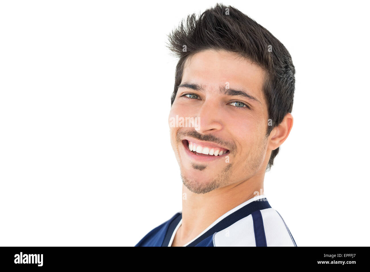 Portrait of smiling handsome football player Stock Photo - Alamy