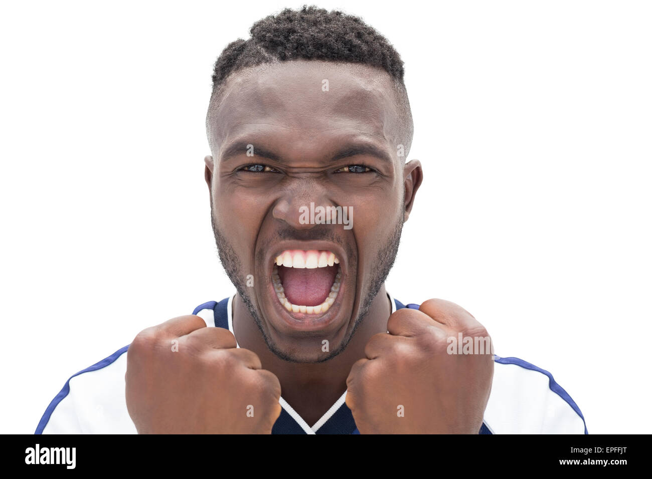 Close up of a football player shouting Stock Photo - Alamy