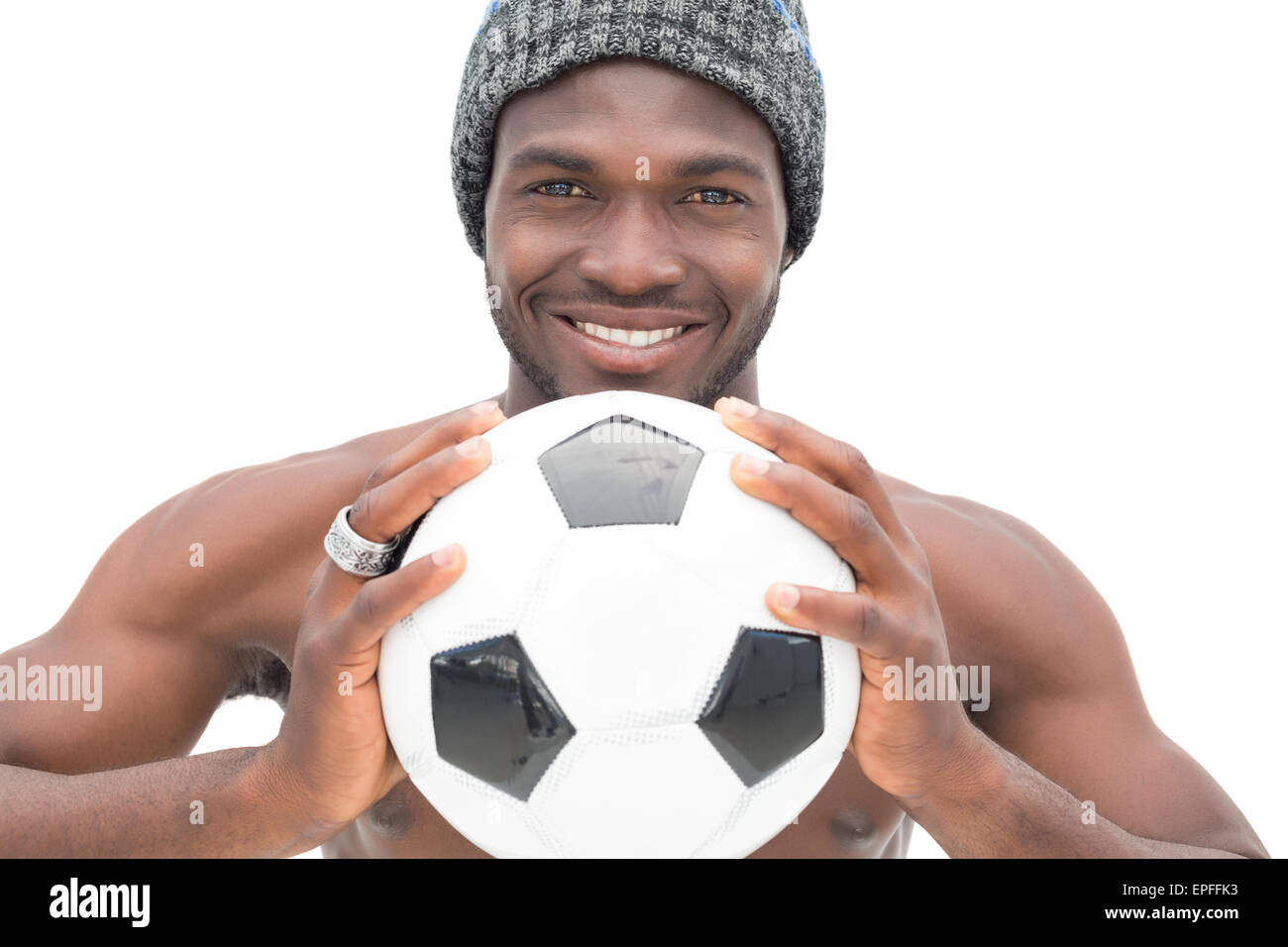 Close up portrait of a smiling football fan Stock Photo - Alamy