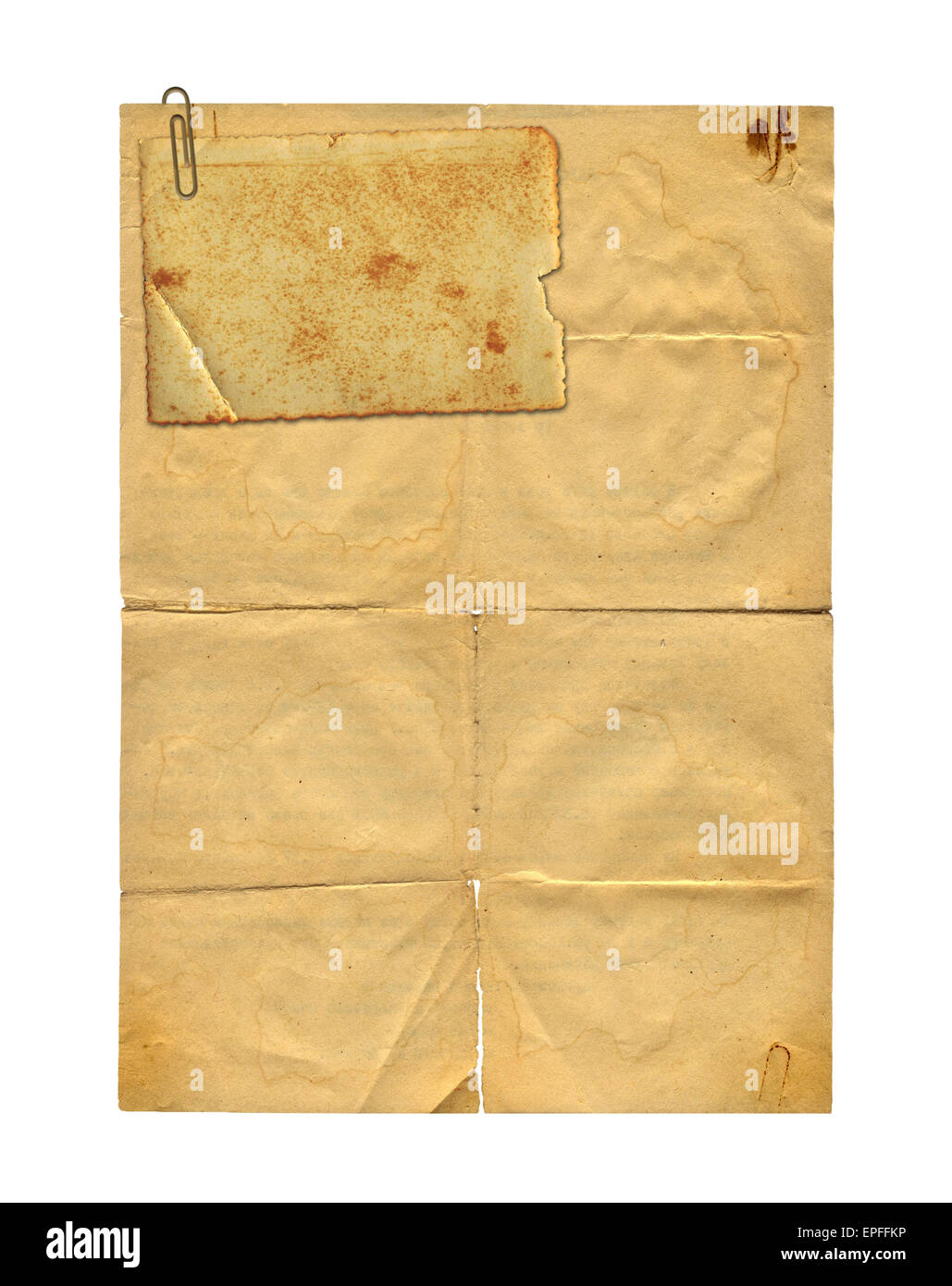 Set of old archival papers and vintage postcard isolated on white ...