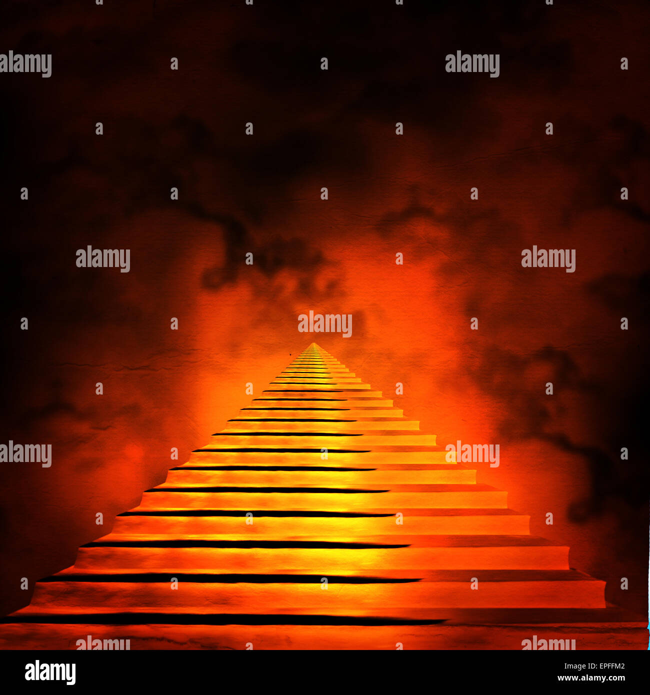 Staircase leading to heaven or hell. Light at the End of the Tunnel ...