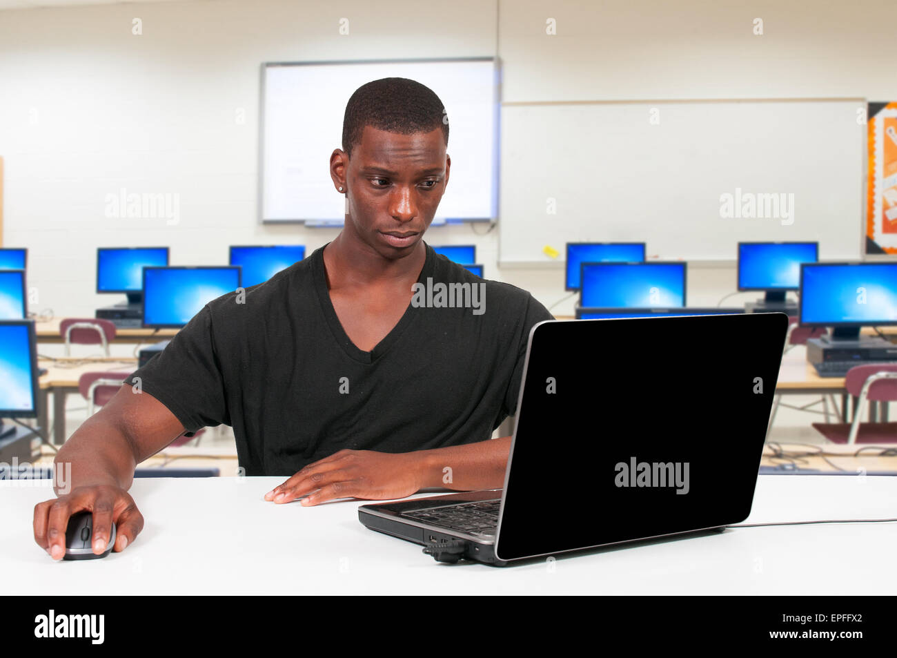 Man Using Computer Stock Photo - Alamy