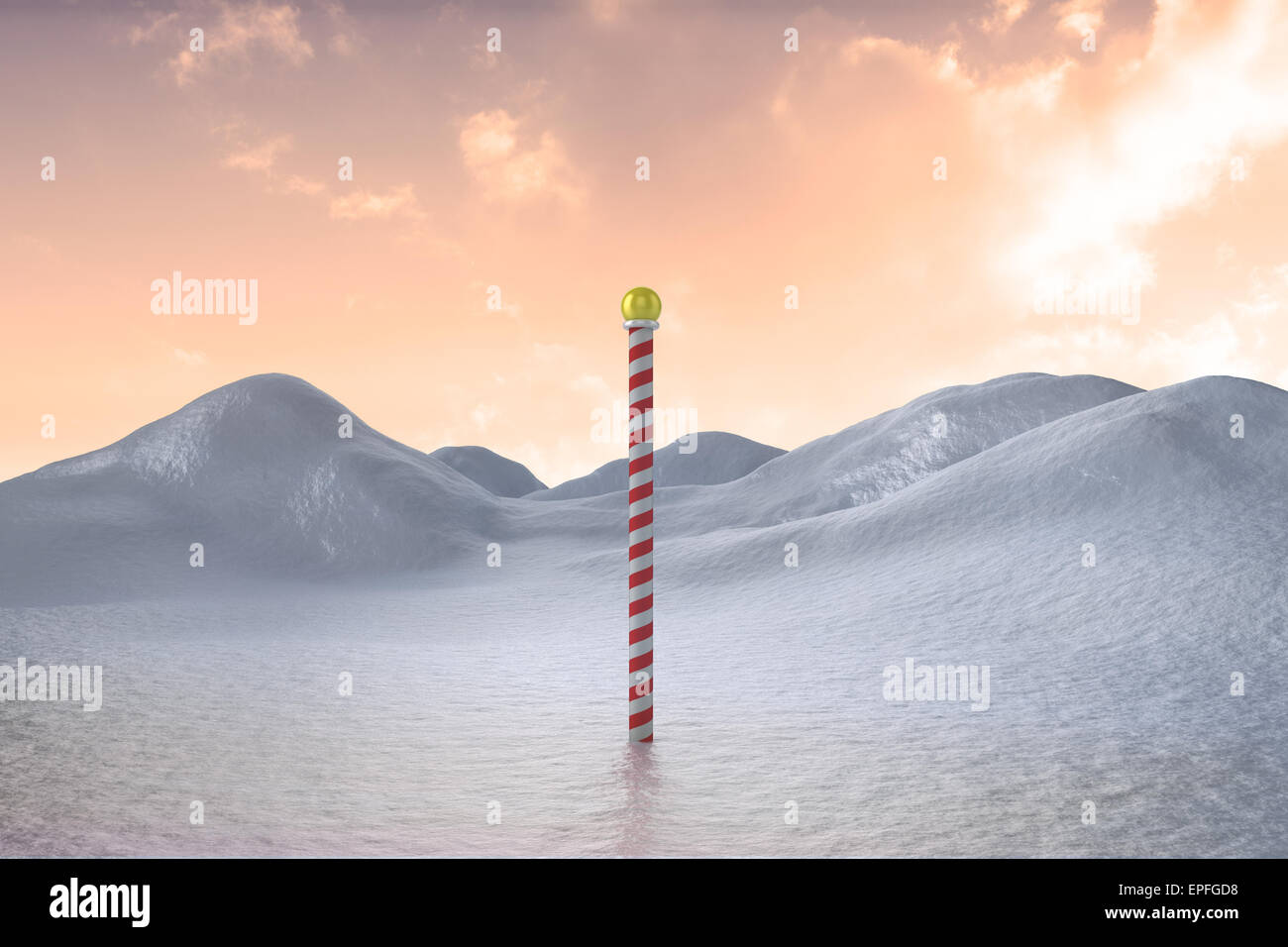 Snowy land scape with pole Stock Photo - Alamy