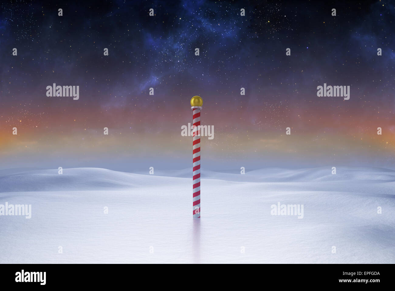 Snowy land scape with pole Stock Photo - Alamy