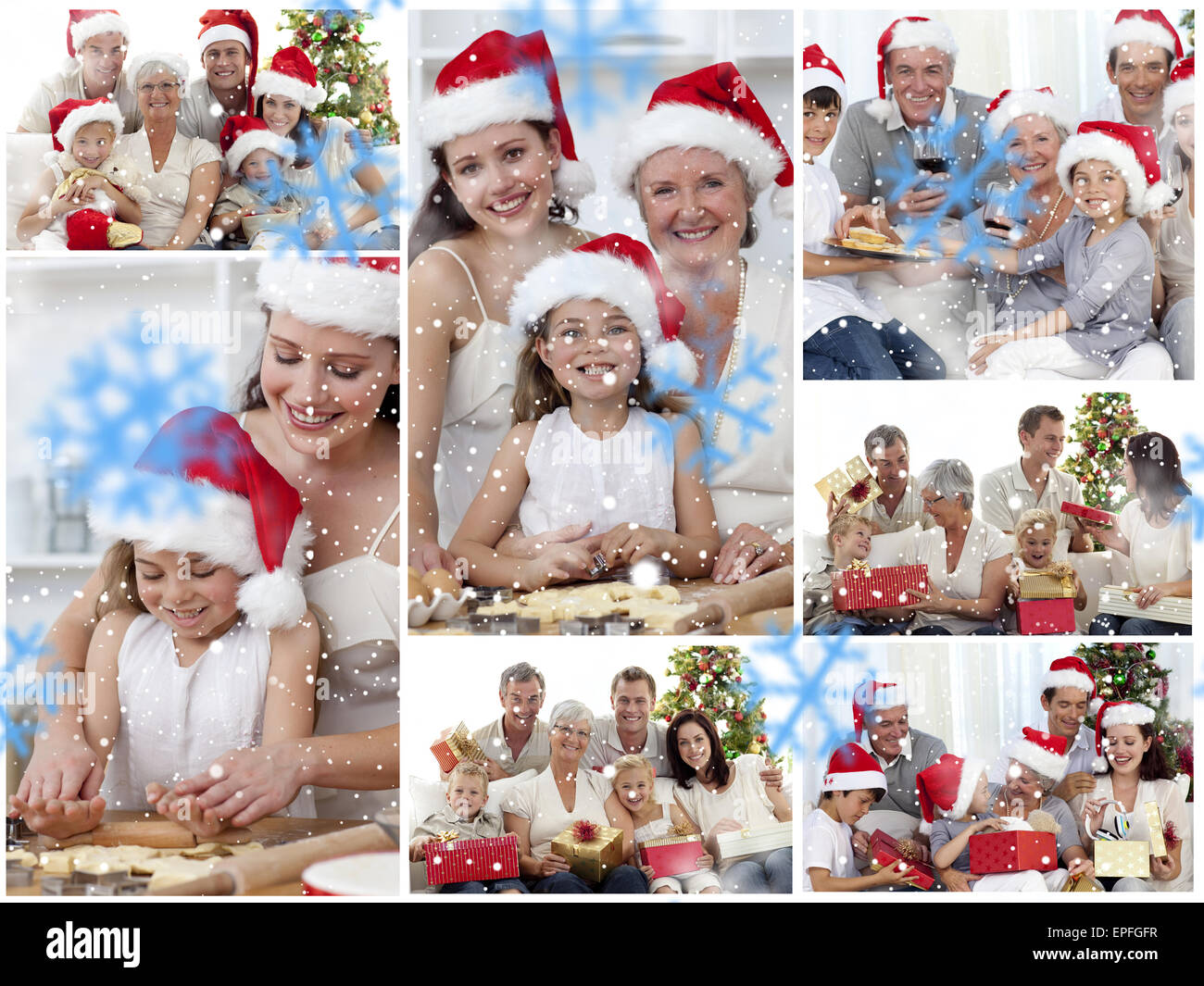 Collage of families enjoying celebration moments together at home Stock ...