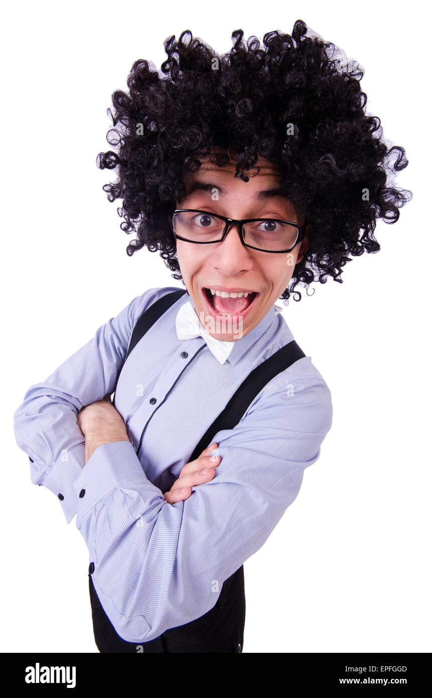 Funny guy isolated on the white background Stock Photo - Alamy