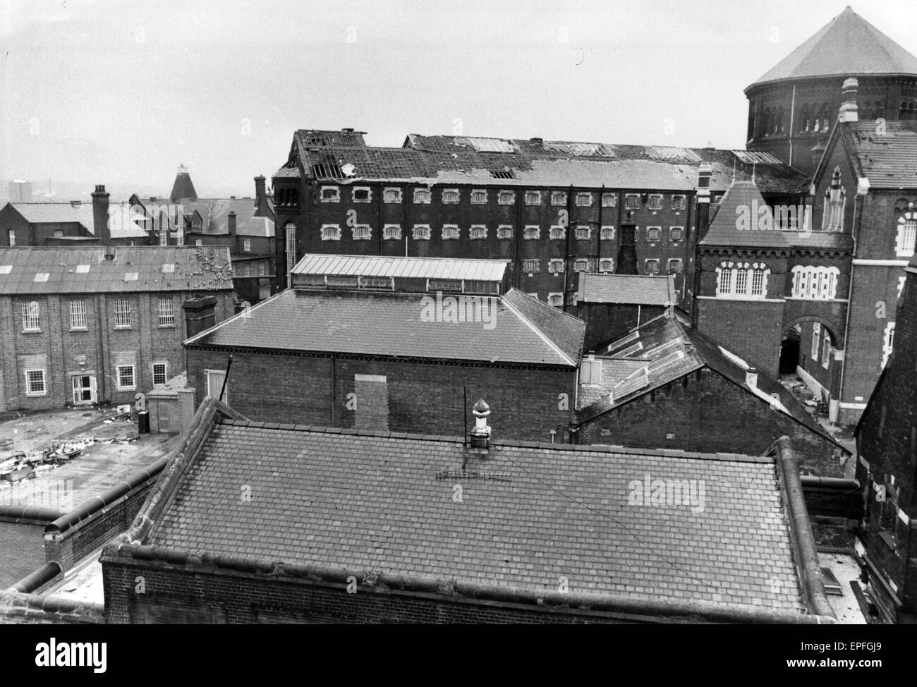 Strangeways Prison Riot 20th April 1990. Aftermath - the broken hulk of ...