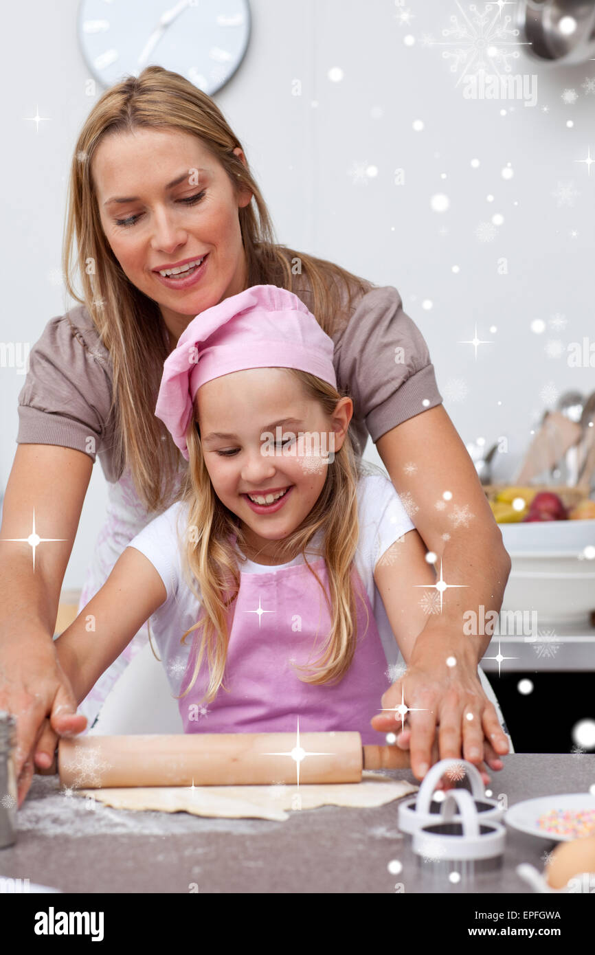 Mother and daughter baking cookies in the kitchen Stock Photo - Alamy