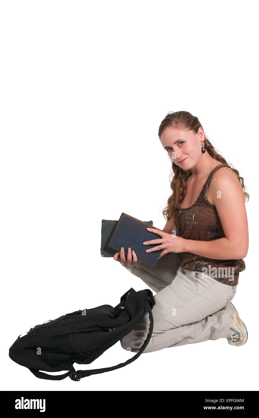 Smart woman reading book Cut Out Stock Images & Pictures - Alamy