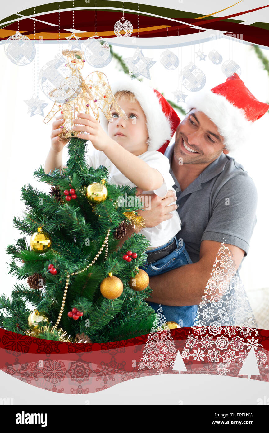 Father and son decorating their christmas tree Stock Photo - Alamy