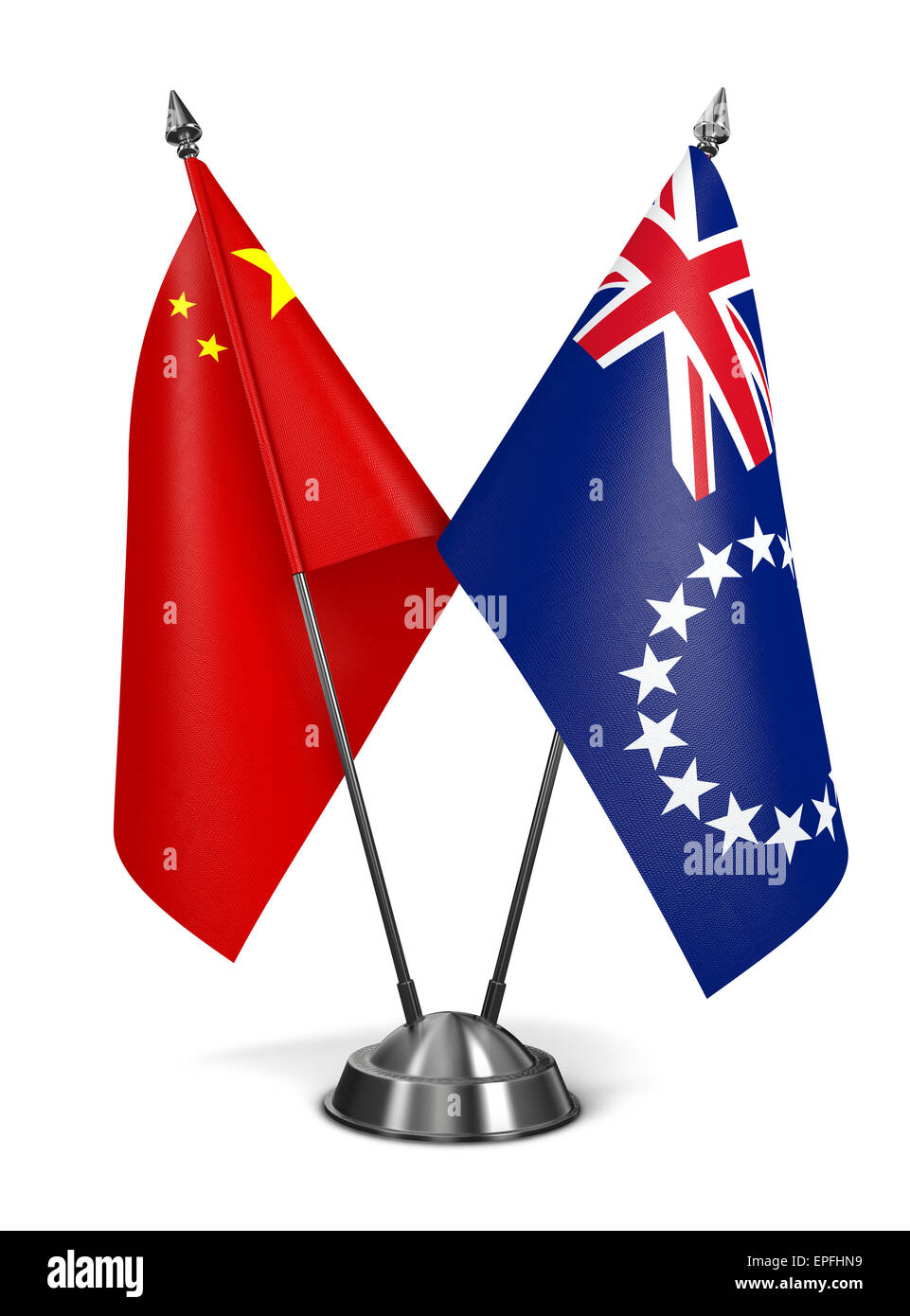 China and Cook Islands - Miniature Flags Isolated on White Background ...