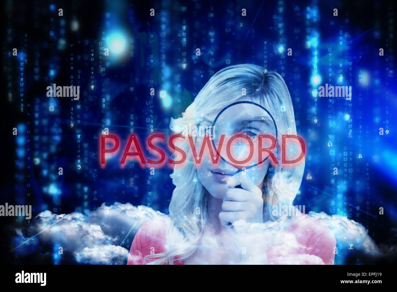 Password against lines of blue blurred letters falling Stock Photo - Alamy