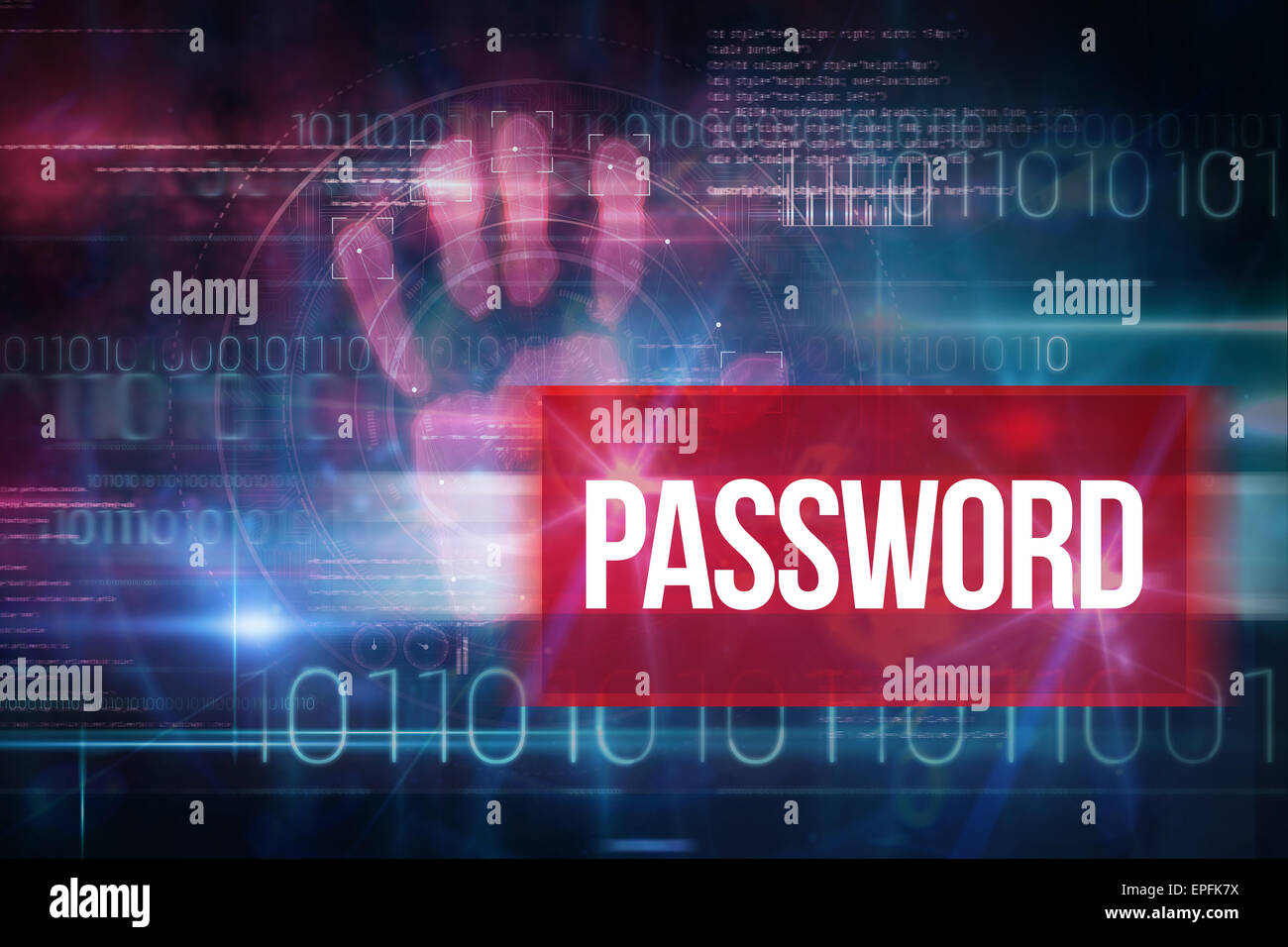 Password against blue technology design with binary code Stock Photo ...