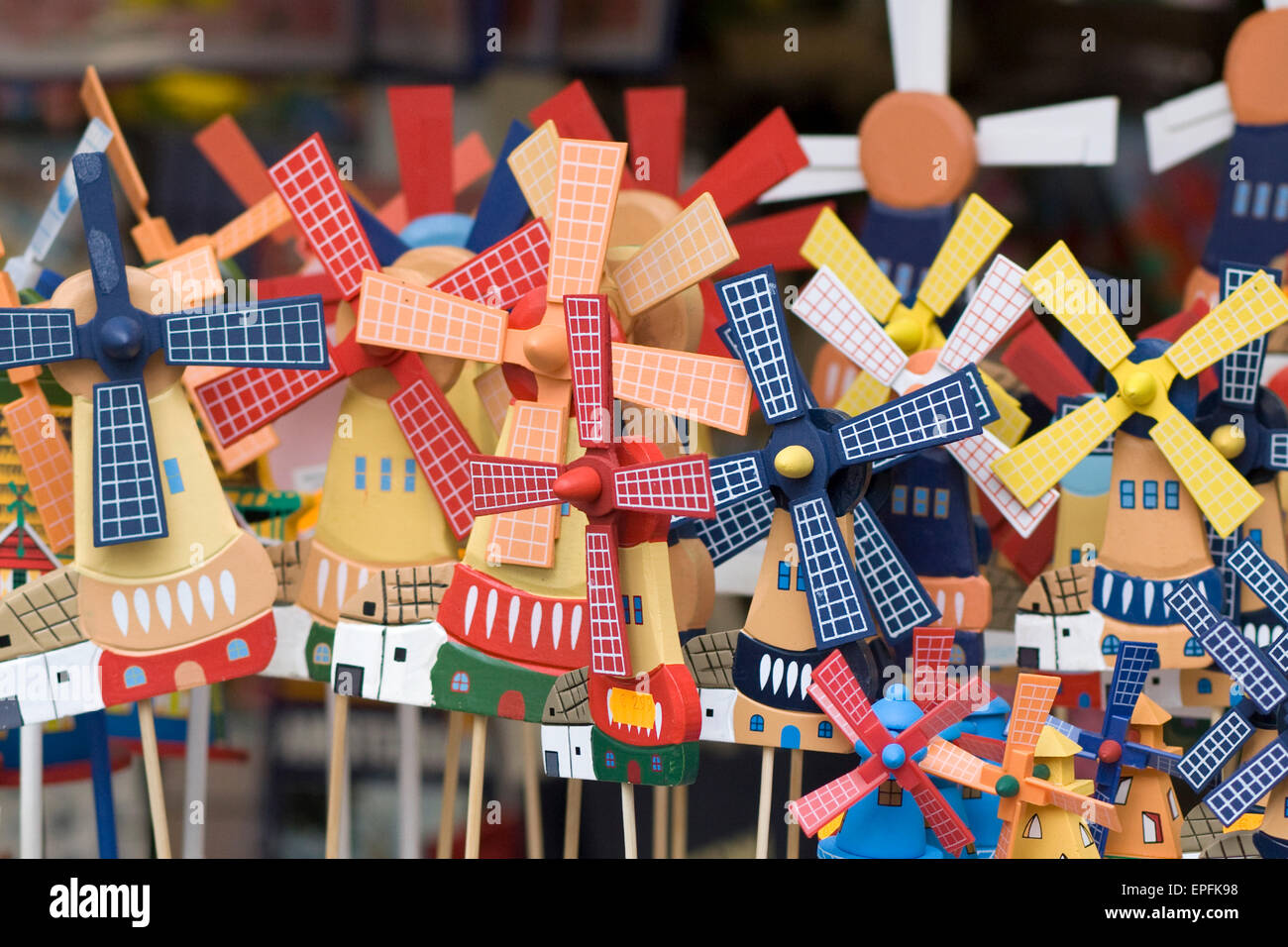Wooden Windmill souvenirs at the flower markets in Amsterdam Stock ...