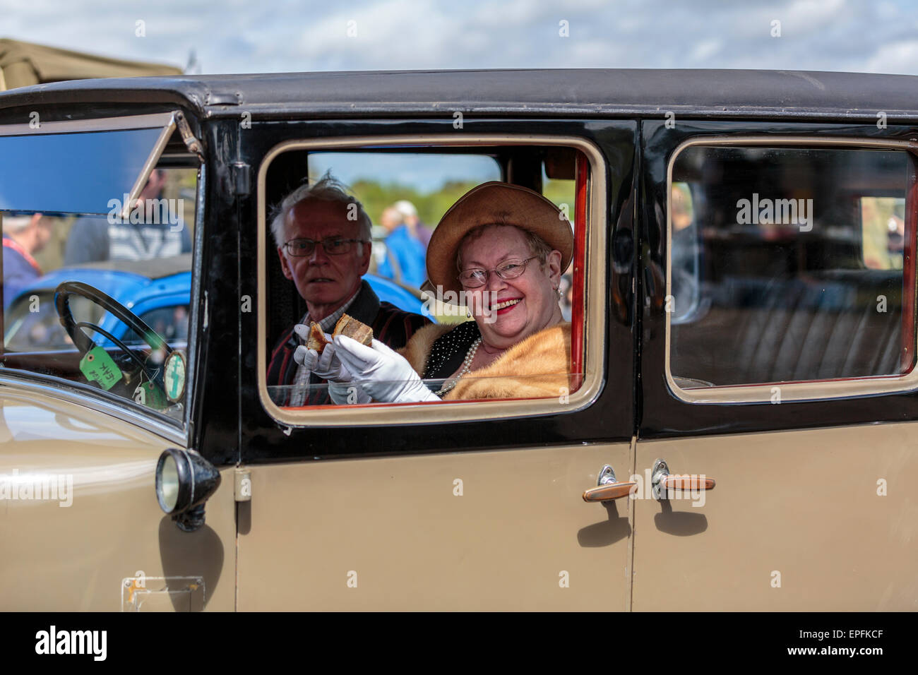 A lady having lunch in The Shuttleworth Collection's vintage 1931 ...