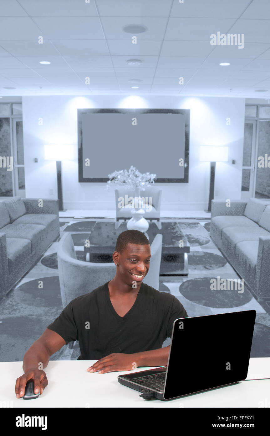 Man Using Computer Stock Photo - Alamy