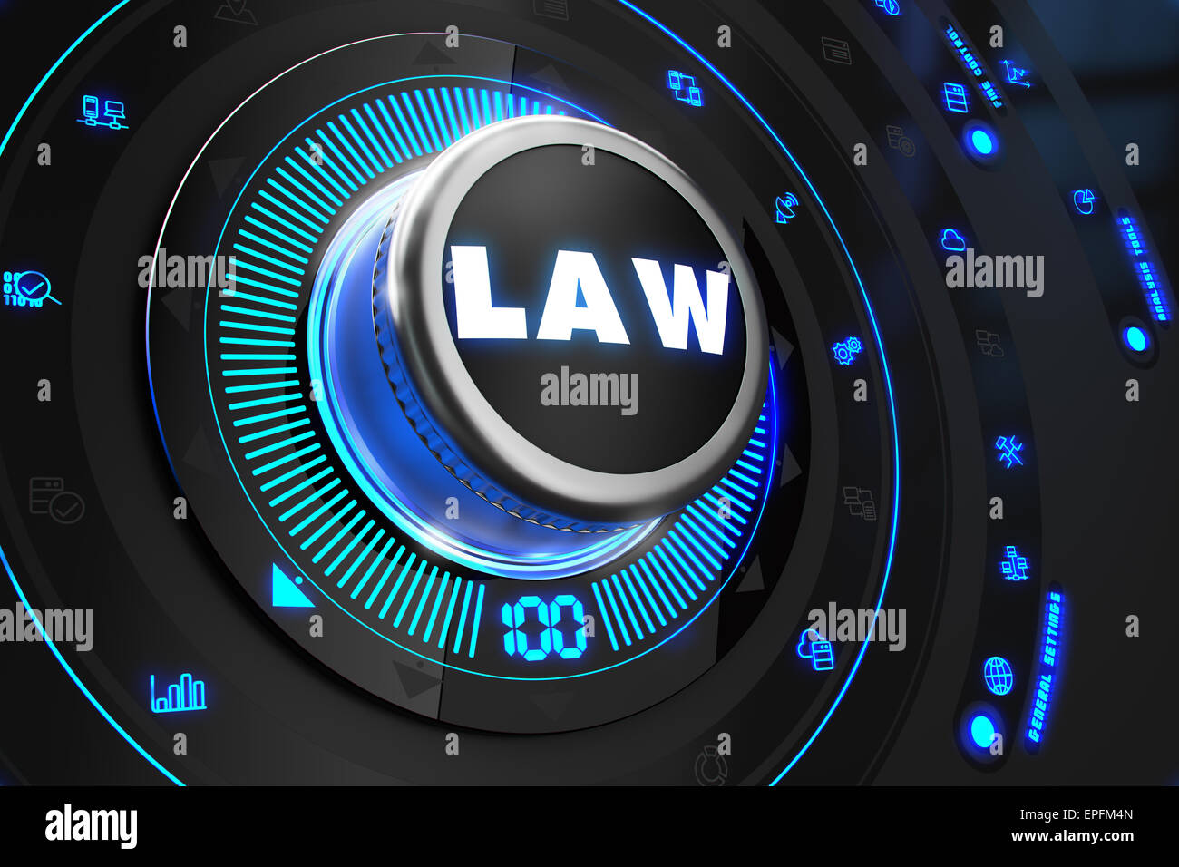Law Controller on Black Control Console with Blue Backlight ...