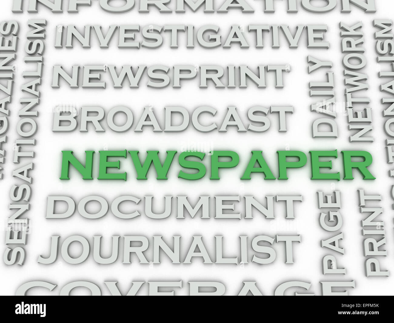 3d image Newspaper issues concept word cloud background Stock Photo - Alamy