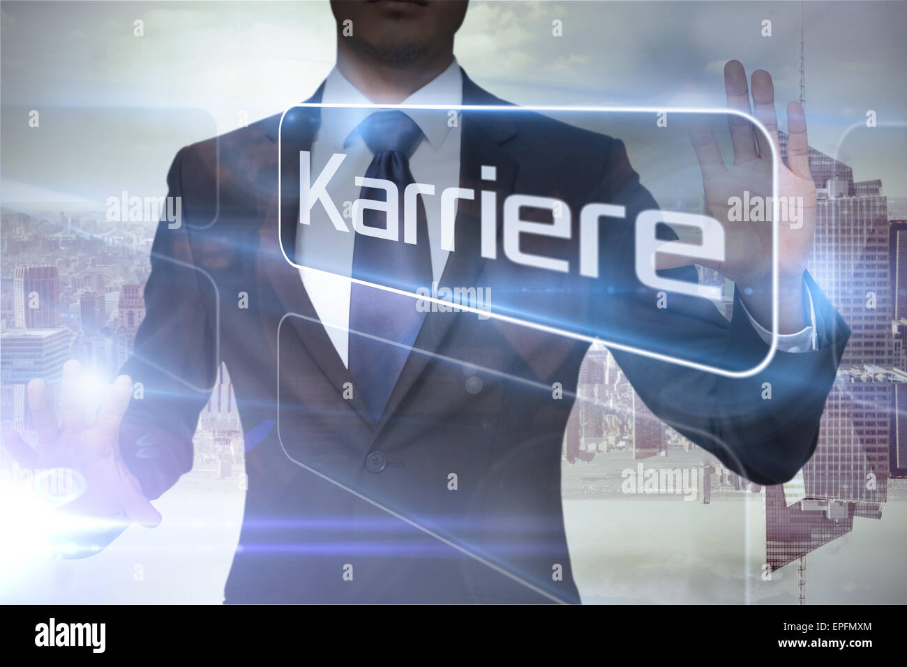 Businessman presenting the word careers in german Stock Photo - Alamy