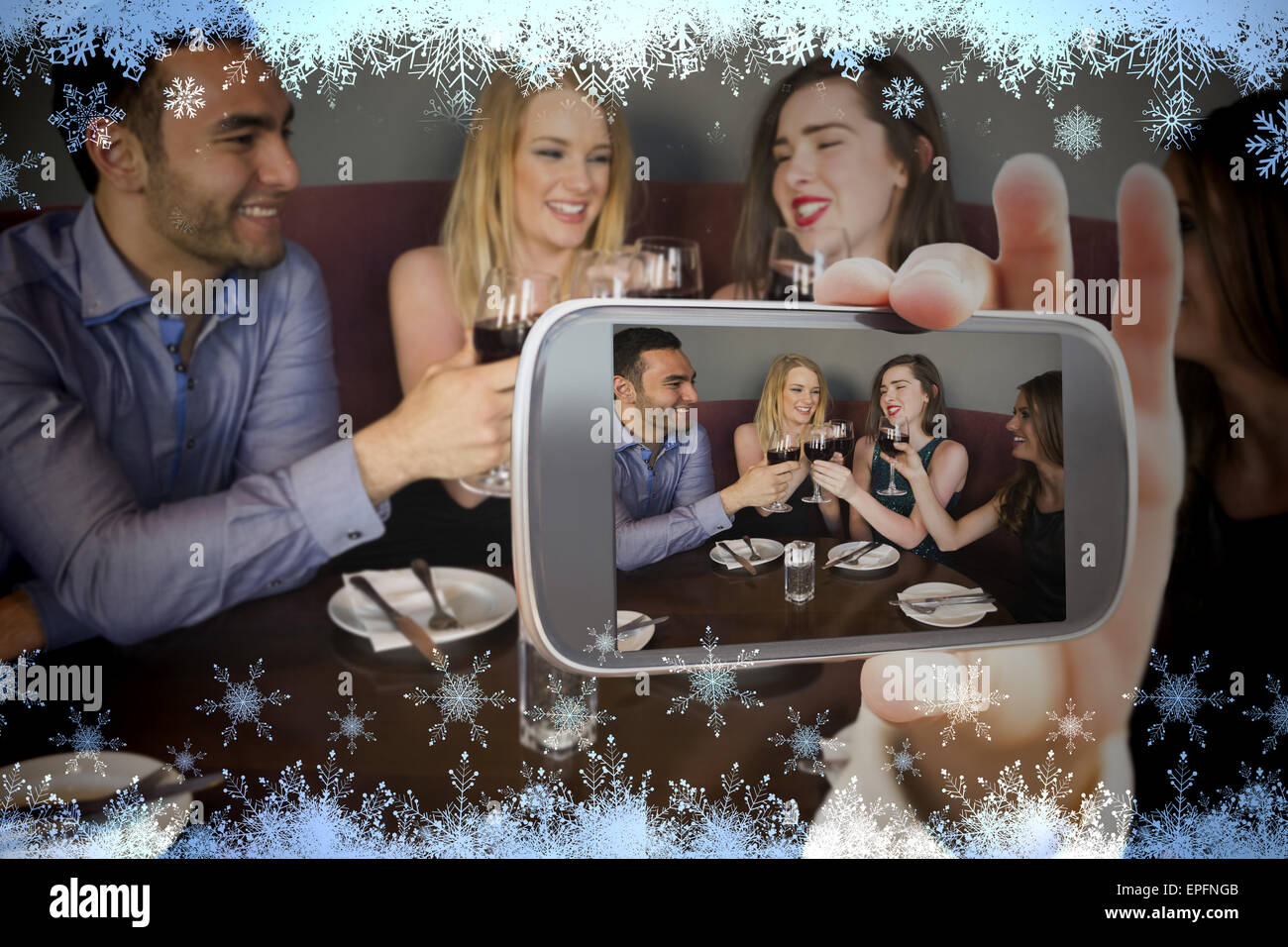 Hand holding smartphone showing Stock Photo - Alamy