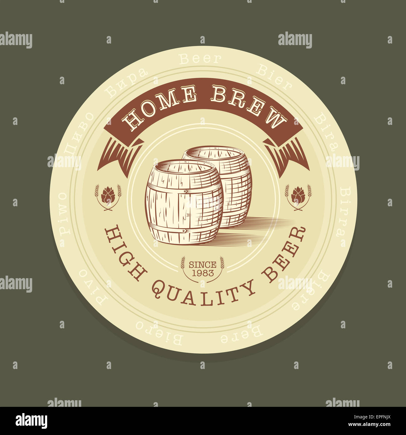 Vector illustration of beer tag in engraved style for advertisement ...