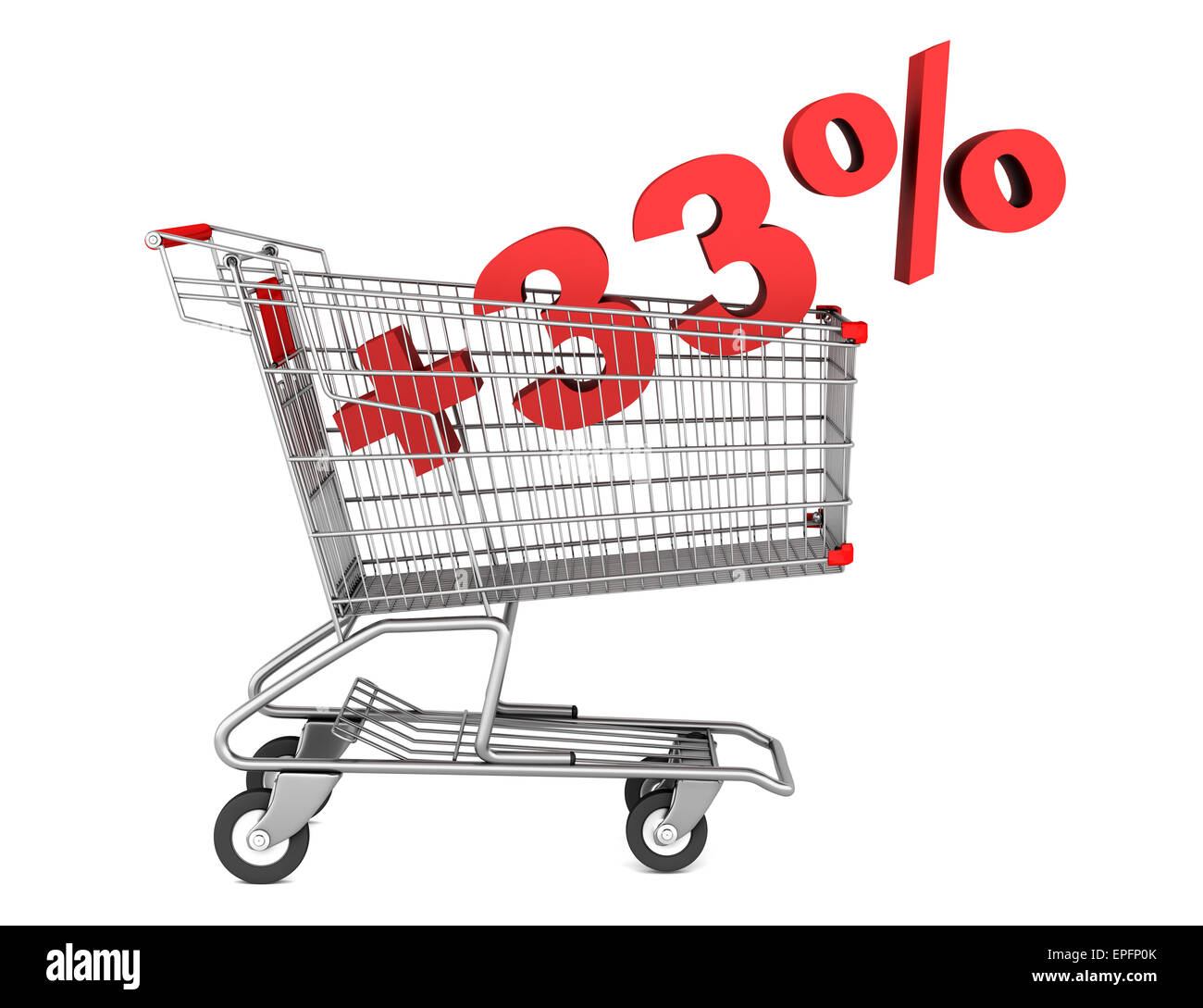 shopping cart with plus 33 percent sign isolated Stock Photo - Alamy
