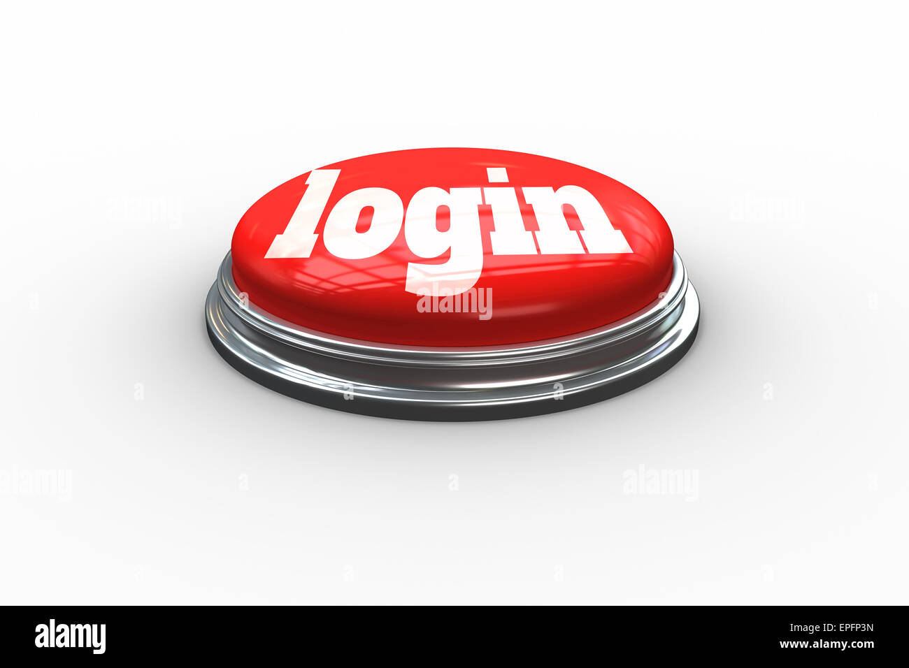 Login on digitally generated red push button Stock Photo - Alamy