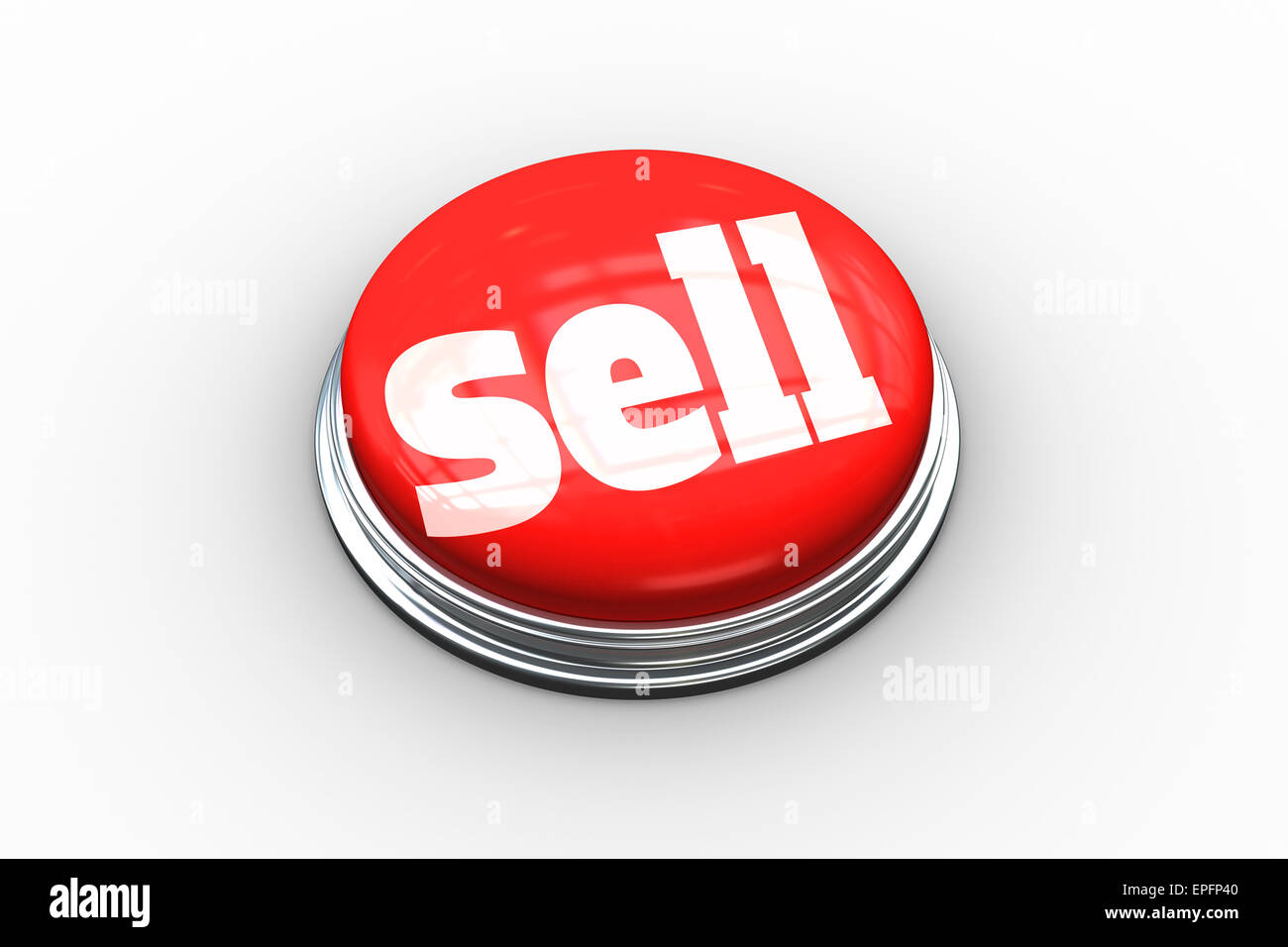 Sell on digitally generated red push button Stock Photo - Alamy