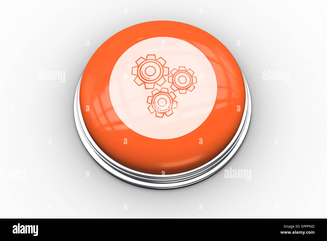 Cog and wheel graphic on orange button Stock Photo - Alamy