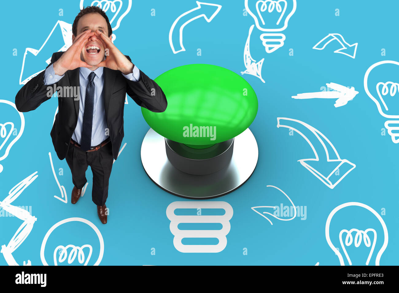 Composite image of shouting businessman Stock Photo - Alamy