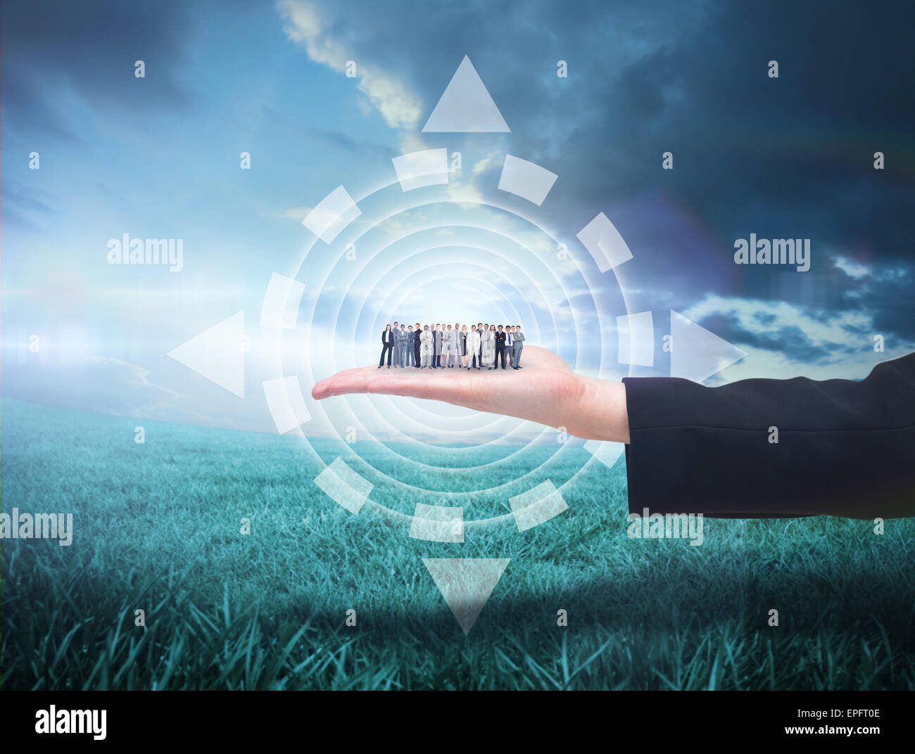 Composite image of business people standing up Stock Photo - Alamy