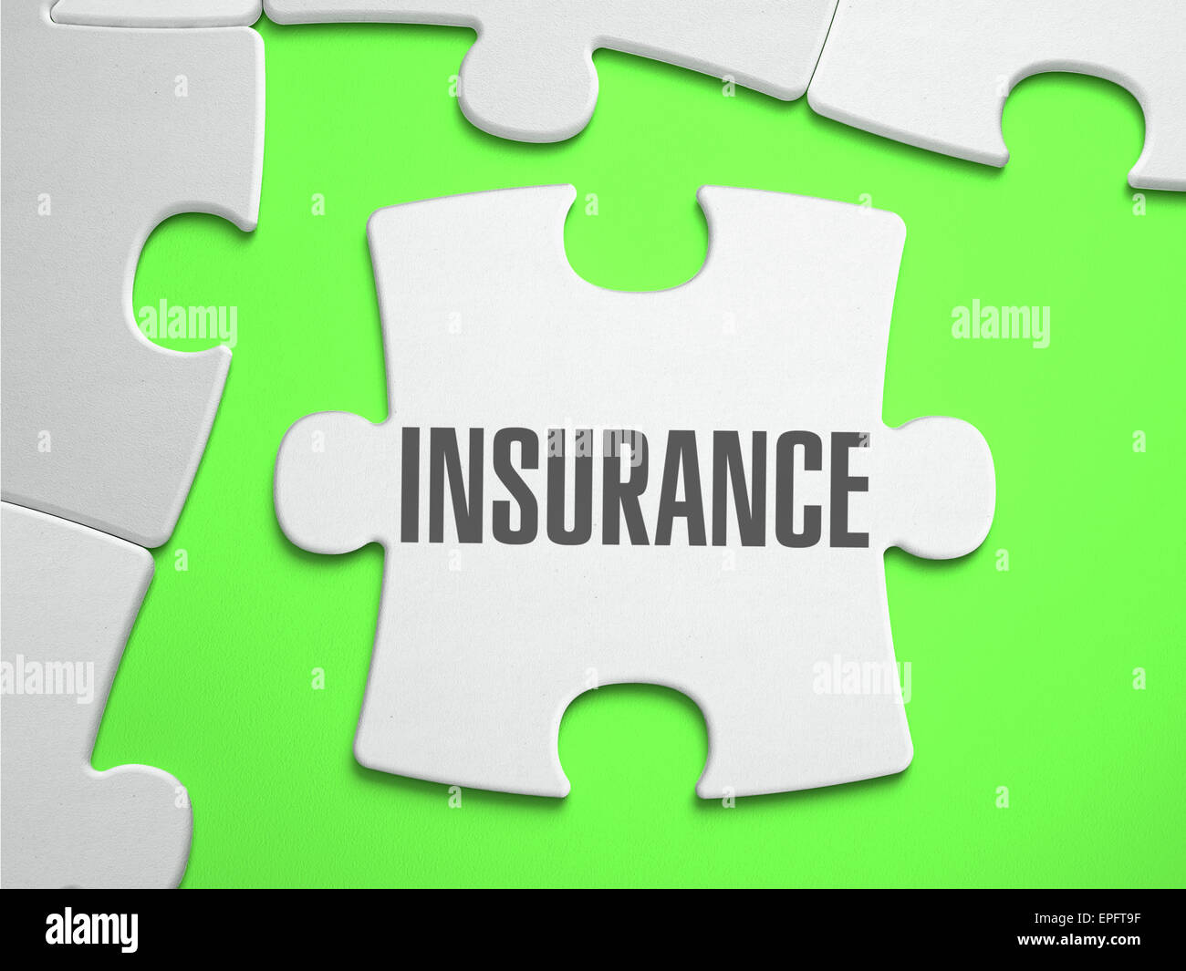 Insurance - Jigsaw Puzzle with Missing Pieces. Bright Green Background ...