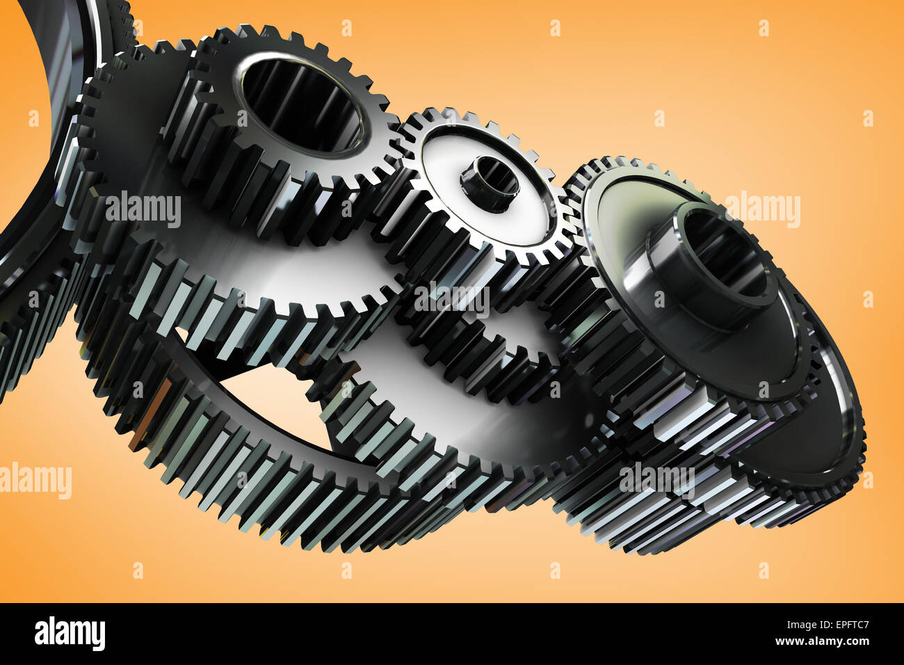 Composite image of metal cogs and wheels connecting Stock Photo - Alamy