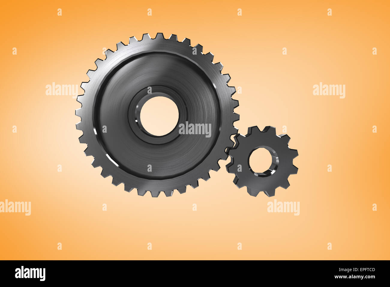 Composite image of metal cog and wheel connecting Stock Photo - Alamy