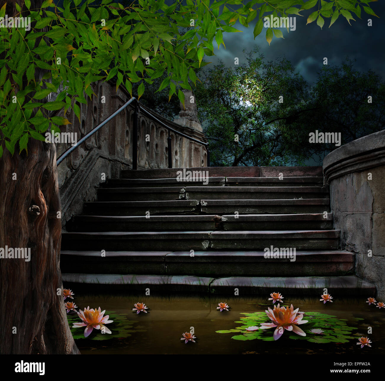 Moonlit staircase hi-res stock photography and images - Alamy