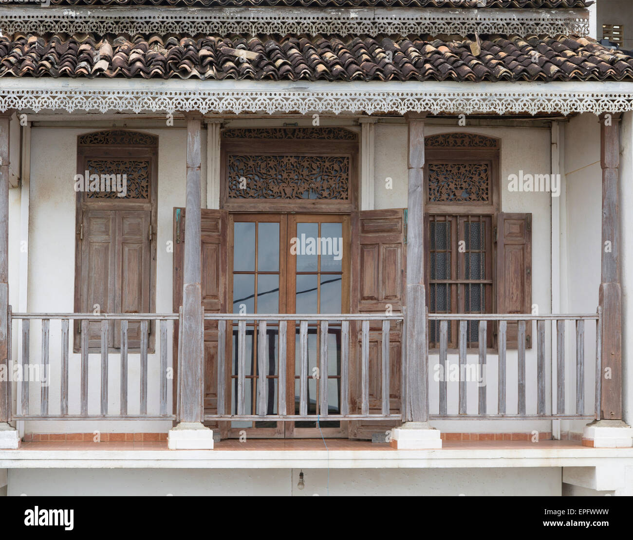 Detail of balcony veranda historic house in Galle, Sri Lanka, Asia ...