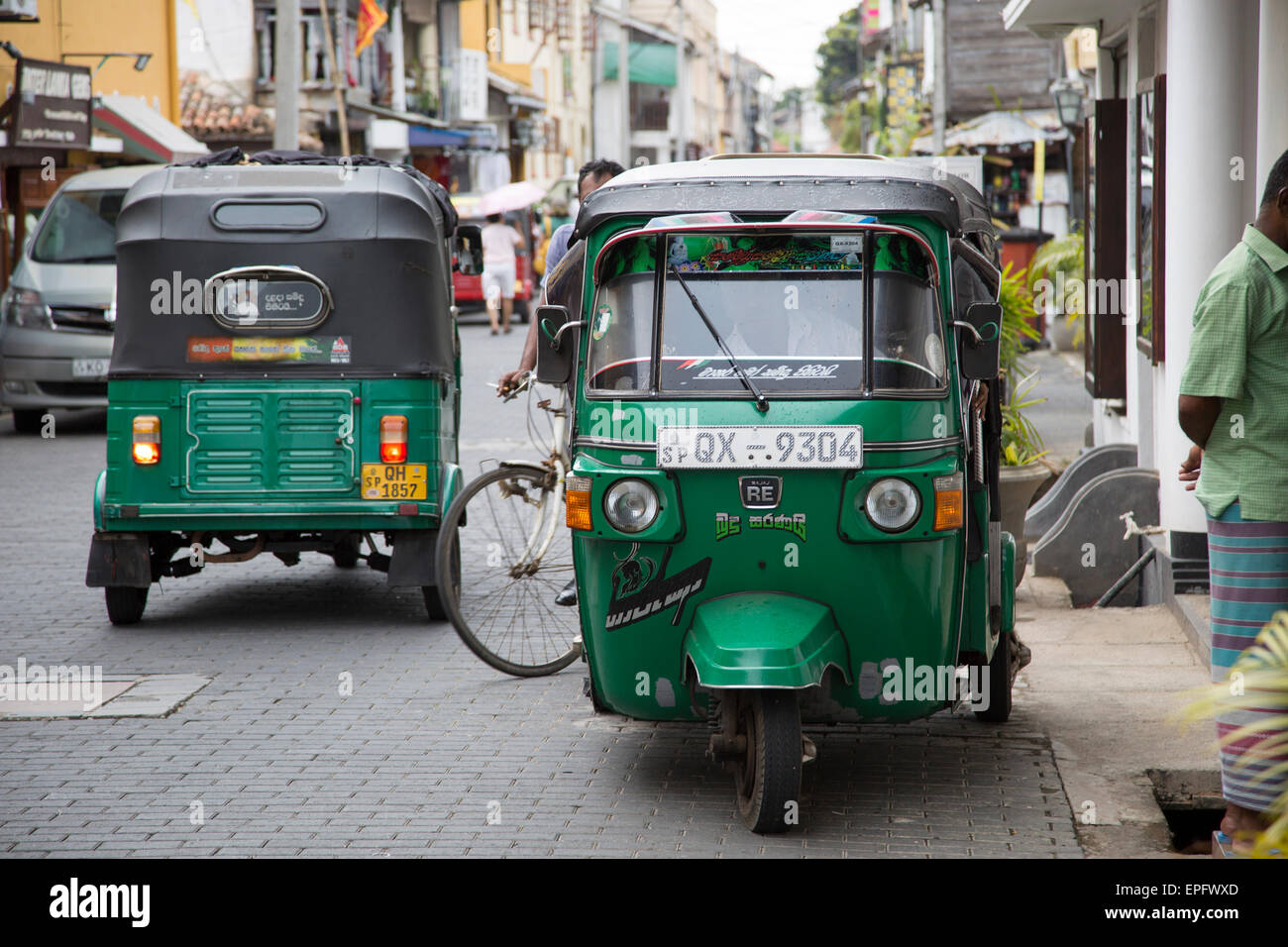Motorised rickshaw tu tuk vehicles street of historic town of galle hi ...