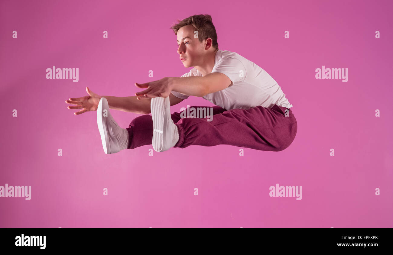 Cool break dancer mid air Stock Photo - Alamy