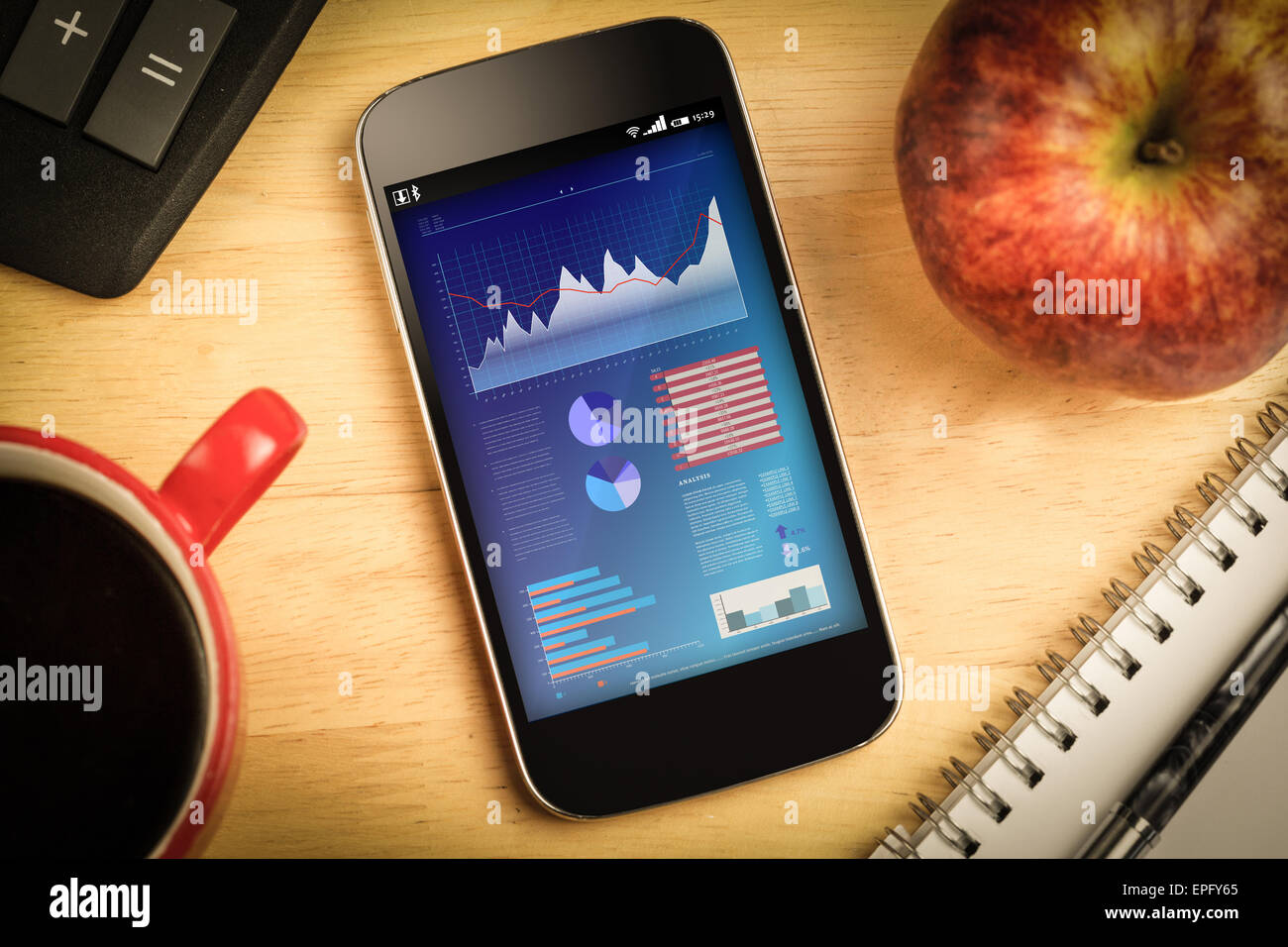 Composite image of business interface with graphs and data Stock Photo ...