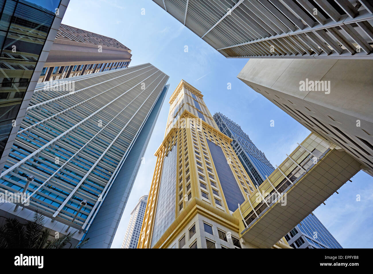 Towers in Dubai downtown Stock Photo - Alamy