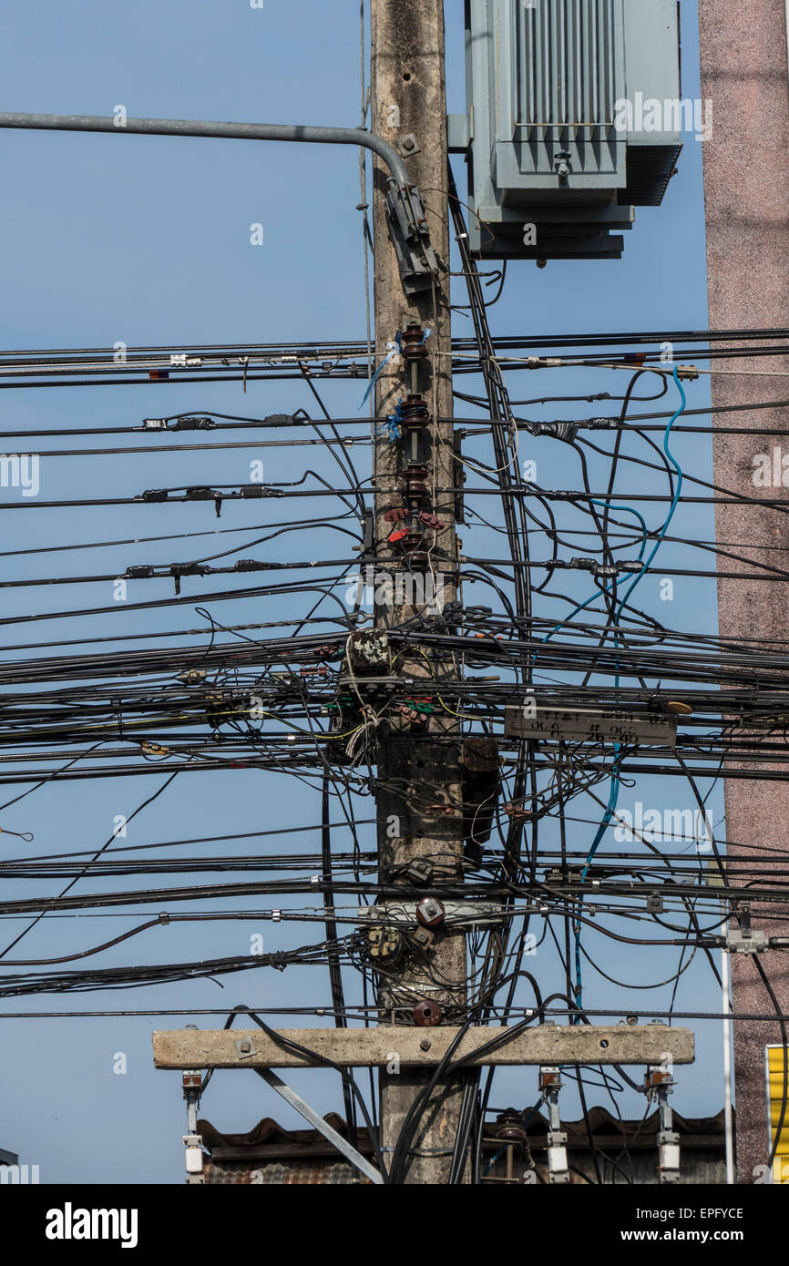 Power Lines in Krabi City, Thailand, Asia Stock Photo - Alamy