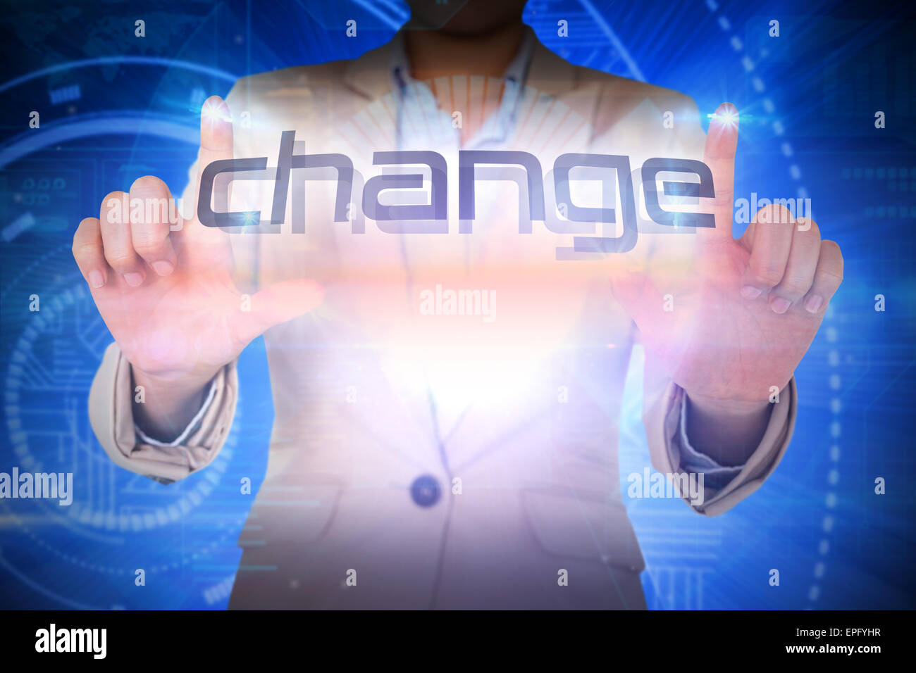 Businesswoman presenting the word change Stock Photo - Alamy