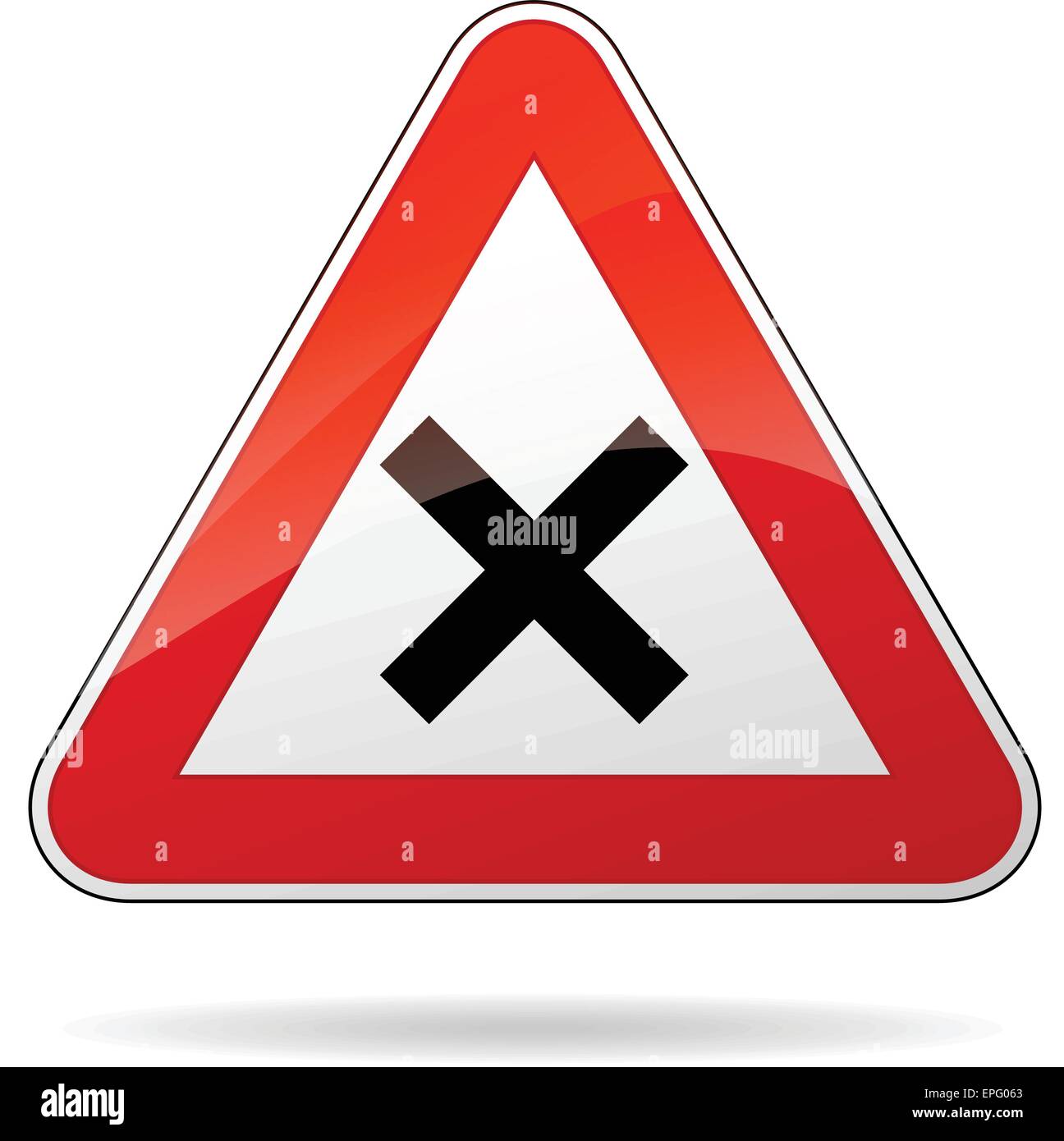 illustration of triangle warning sign for intersection Stock Vector ...