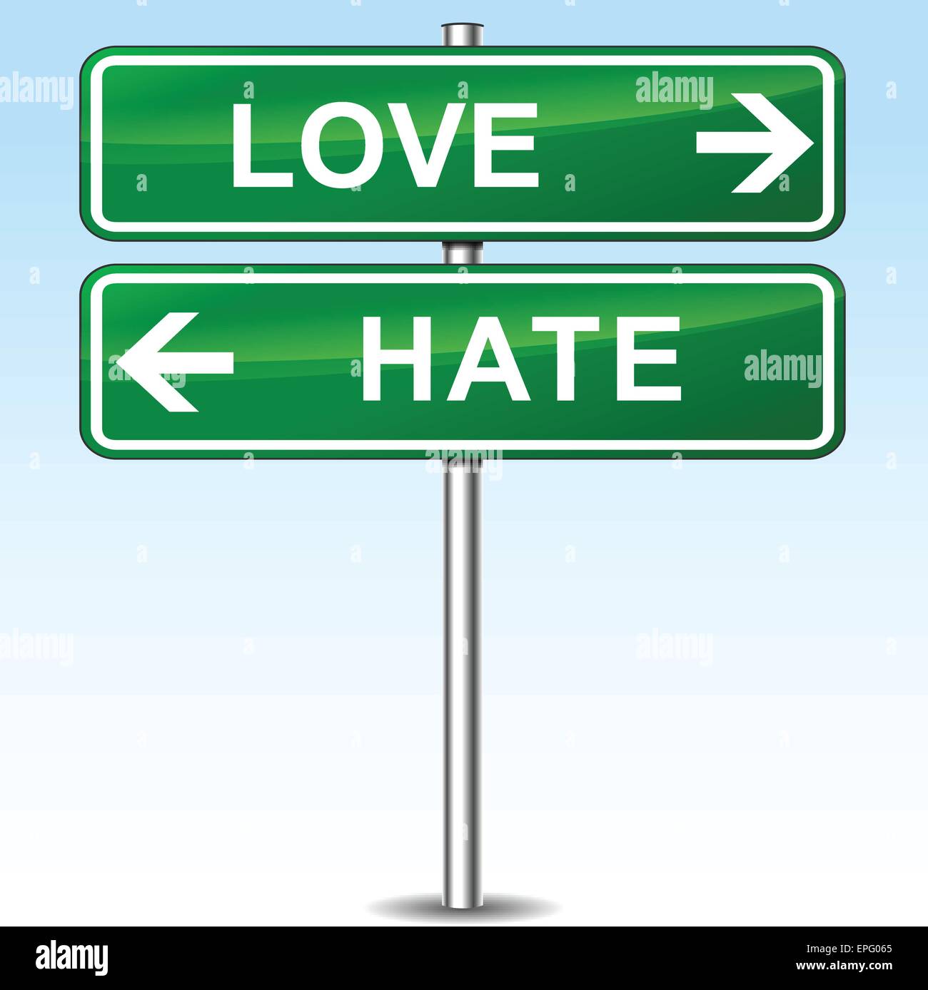 illustration of love and hate directional sign Stock Vector Image & Art ...