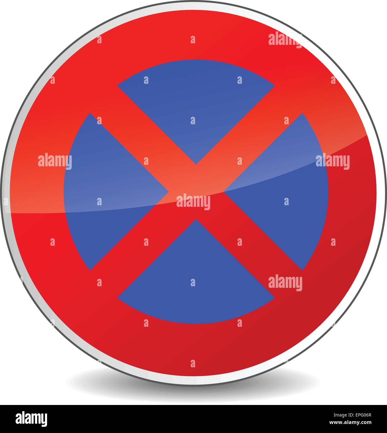 illustration of red and blue circle sign for no stop and no park Stock ...