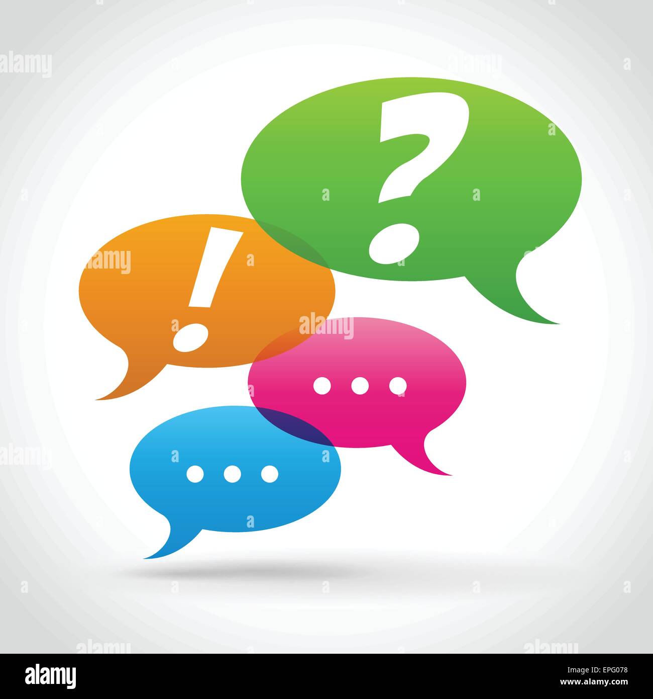 illustration of colorful speech bubbles for questions concept Stock ...