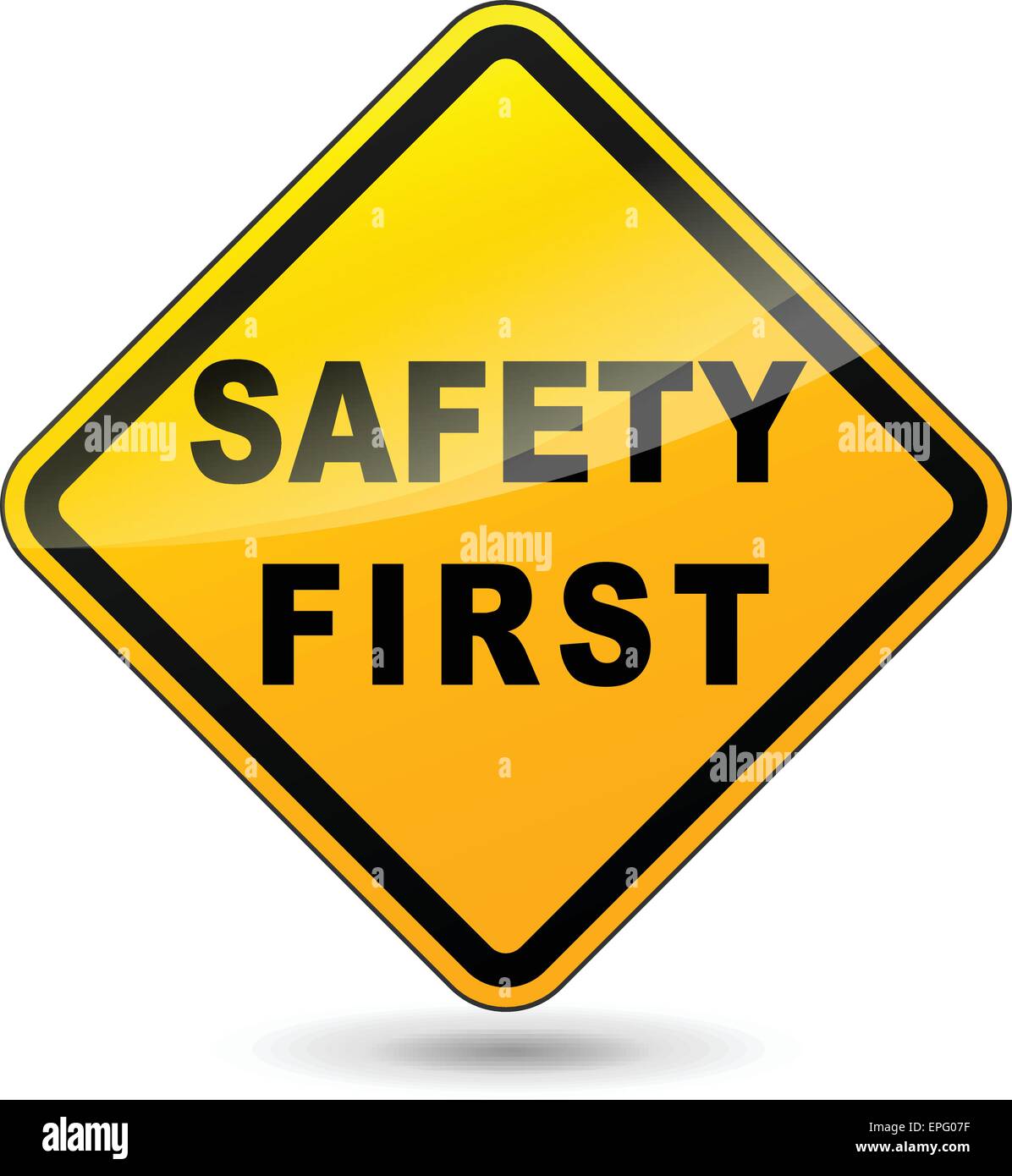 illustration of yellow design sign for safety first Stock Vector Image ...